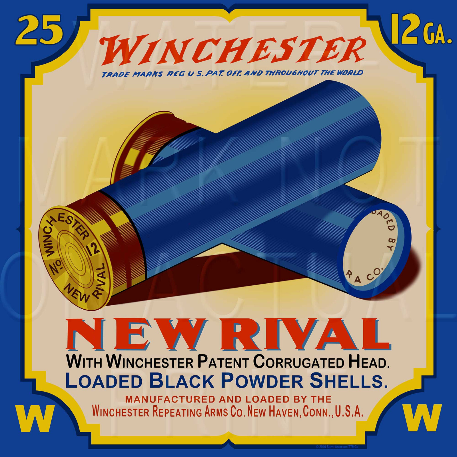 Reproduction Vintage Winchester New Rival Shotgun Shell Box Label ...