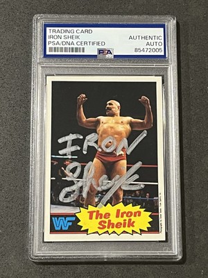 IRON SHEIK 1985 TOPPS WWF WRESTLING SIGNED AUTOGRAPHED CARD PSA/DNA ...