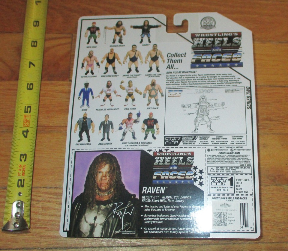 Zombie Sailor's Toys Raven Signed Autograph COA Retro Wrestling Figure ...