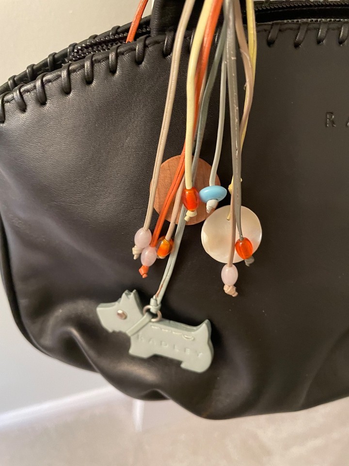 Radley Black Leather Handbag with Charms Excellent Condition with Dust ...