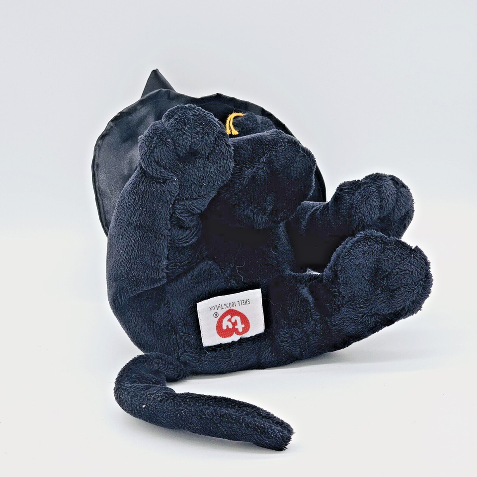 2005 9" TY Pluffies Halloween MERLIN Black Cat Witch Plush TyLux Tags ...