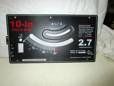 Sears 10inch table saw front panel, Model 137.218250 | eBay