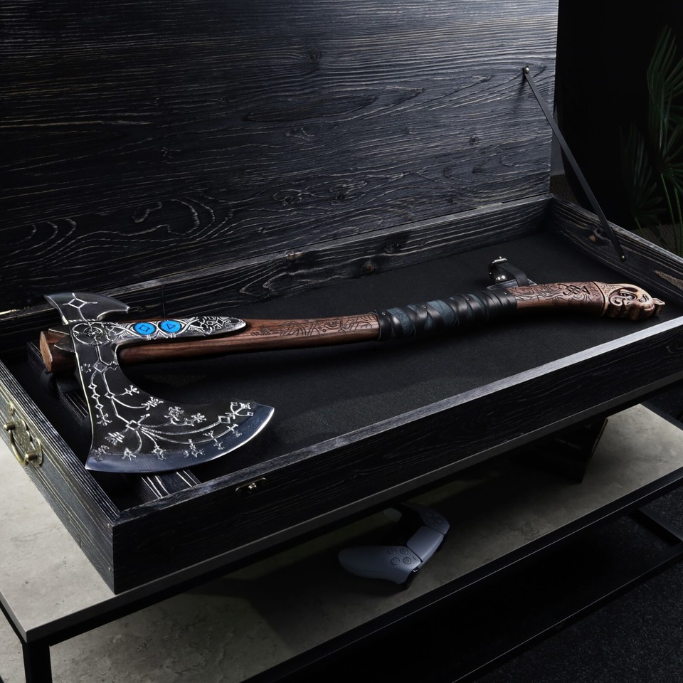 Leviathan Axe with Kratos ax Luminescent runes GOW Hand Forge Ashwood 9lb 36" | eBay