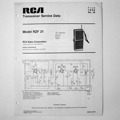 RCA ® Model RZF21 Portable Transceiver - Service Sheet © 1968 | eBay