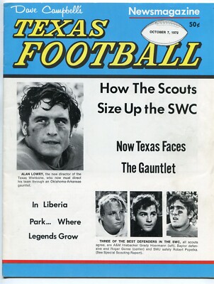 1972 Dave Campbell's Texas Football Newsmagazine 10/7 Alan Lowry ...