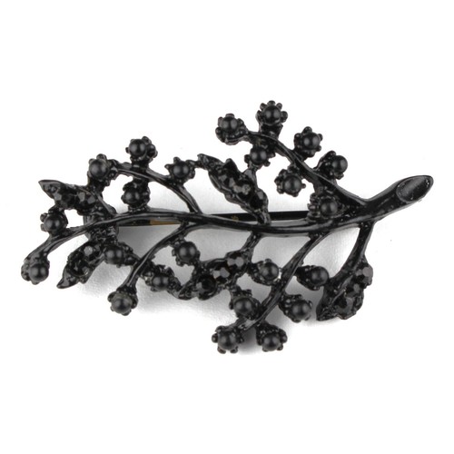 Vintage Black Rhinestone Brooch Japanned Glass Mourning Pin Unsigned ...