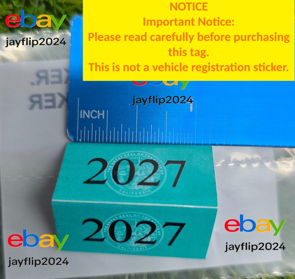 NOT A REGISTRATION TAG-DMV STICKER CVRA 2027 GREEN California ...