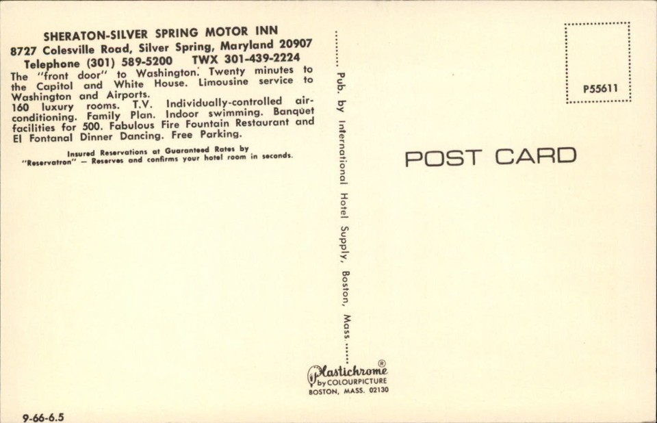 Sheraton Silver Spring Motor Inn Maryland at night ~ 1970s vintage ...