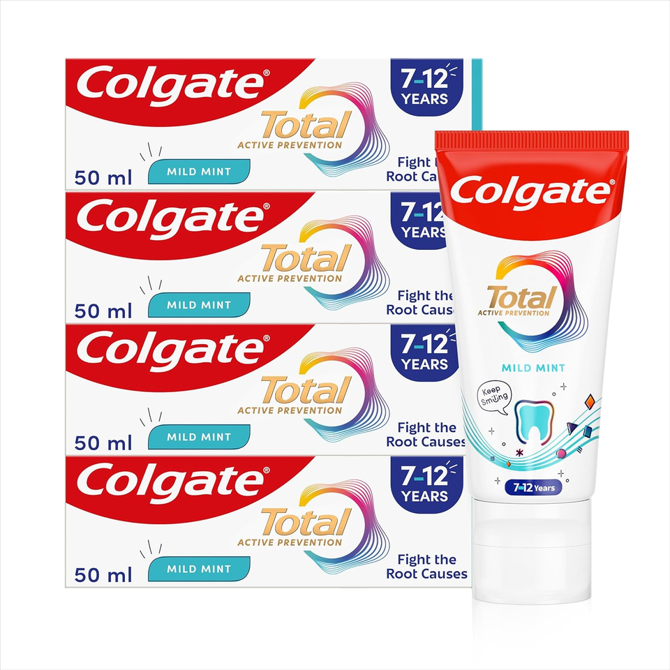 Colgate Total Kids 7-12 Years Mild Mint Toothpaste 50Ml X4 Multipack ...