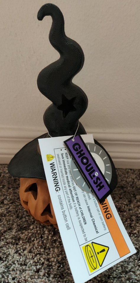 Ghoulish Jack O'lantern Pumpkin with a Witch Hat Light Up Halloween ...