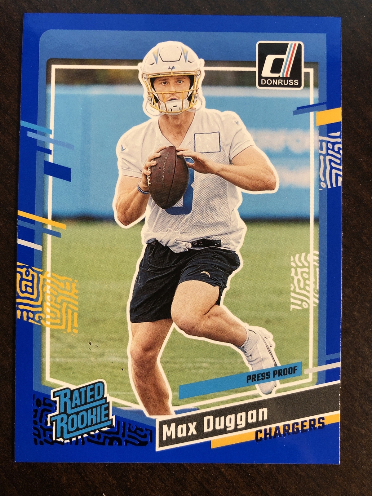 Max Duggan 2023 Panini Donruss Blue Press Proof Rated Rookie Chargers ...