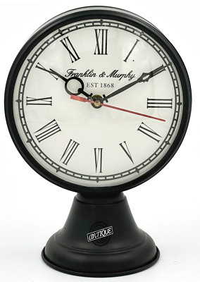 Vintage Style Desk Clock Roman Numerals Black Metal Aesthetic Shelf ...