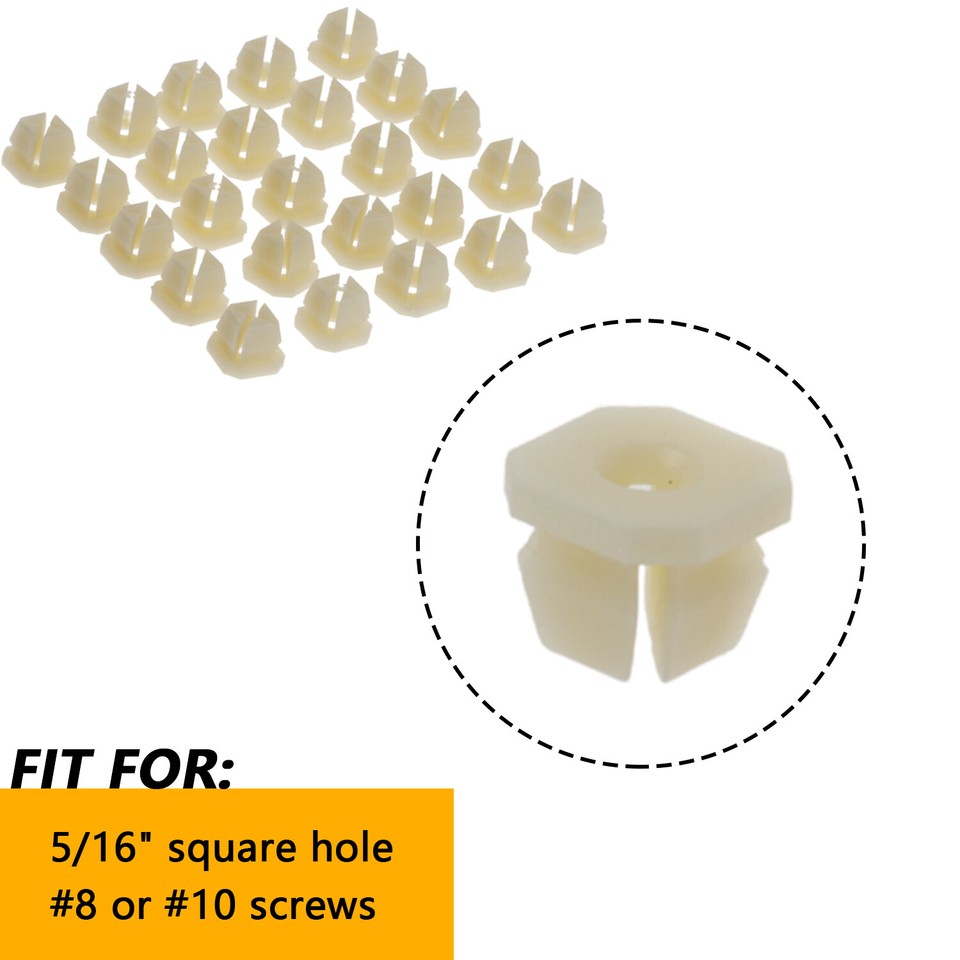 25pcs Nylon Trim Screw Nuts for 5/16" Square Hole #8 or #10 Screws ...