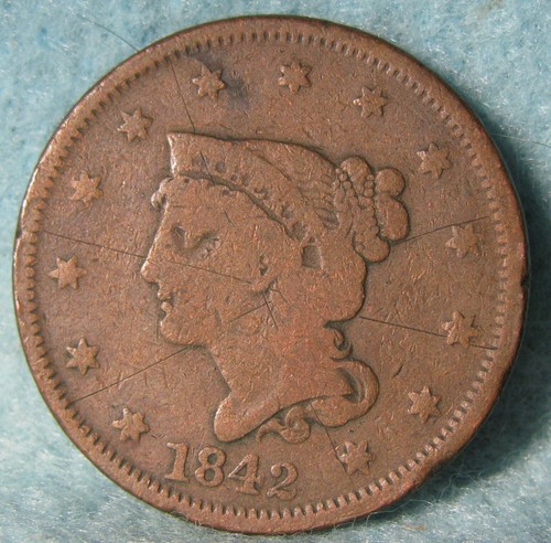 1842 Braided Hair Large Cent ~ Old US Coin #520 | eBay