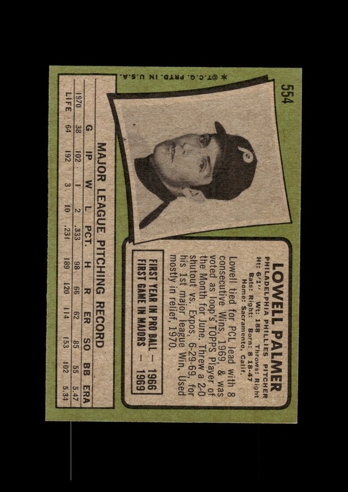 1971 Topps Set-Break #554 Lowell Palmer NR-MINT *GMCARDS* | eBay