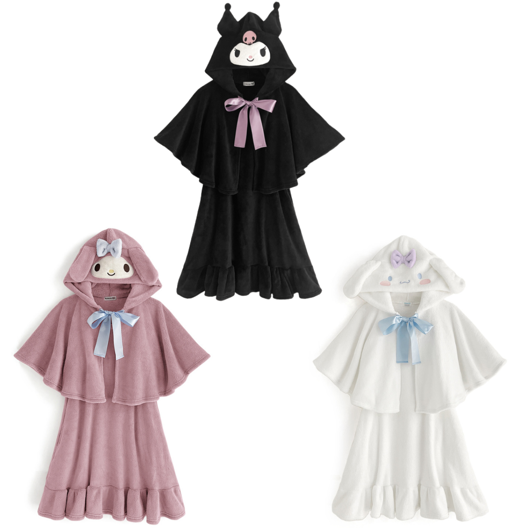 Sanrio Poncho w Hood & Camisole Dress Set-Up Kuromi My Melody ...