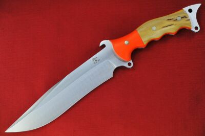 Busse Custom Anniversary MoJo .26" Satin Blade, G10 G-rexed Pine Wood ...