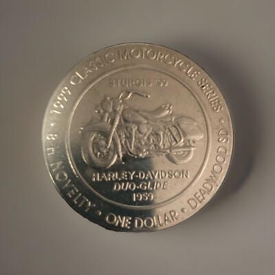 Deadwood SD 1999 Casino DOLLAR Token with 1959 Duo- Glide Motorcycle ...