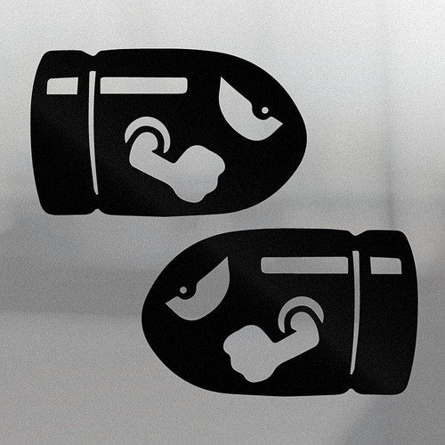 2 x BULLET BILL Stickers 145mm (left-right set) mario retro game shark ...