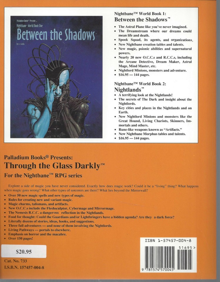 Nightbane RPG Through the Glass Darkly SC NEW PAL 733 Latest Printing ...