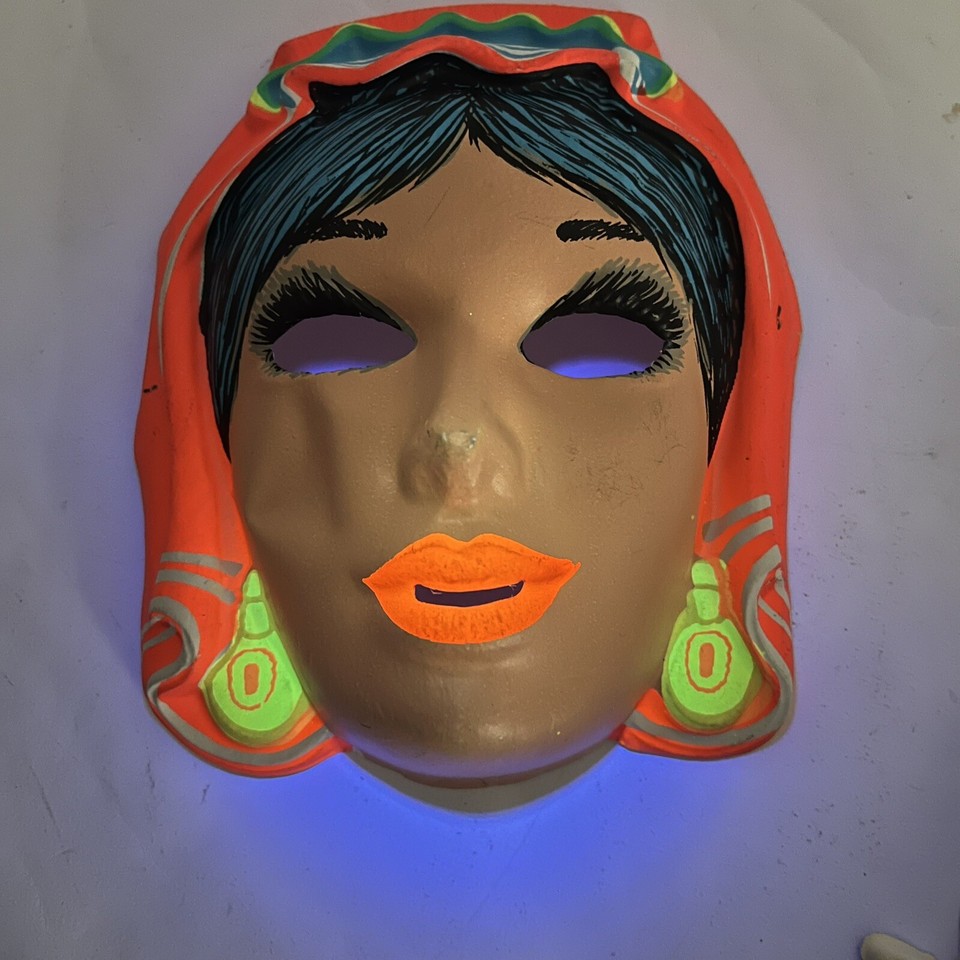 Vintage Ben Cooper Gypsy Mask Only The Mask Black Light Reactive | eBay