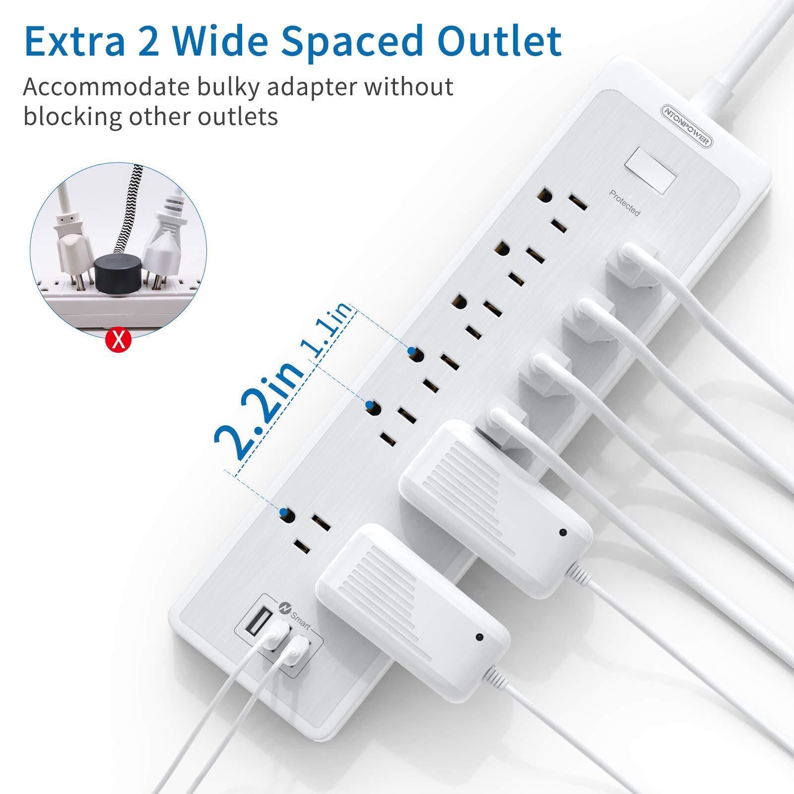 Extension Cord 25 Ft, Long Surge Protector Power Strip with 12 Outlet 3 ...