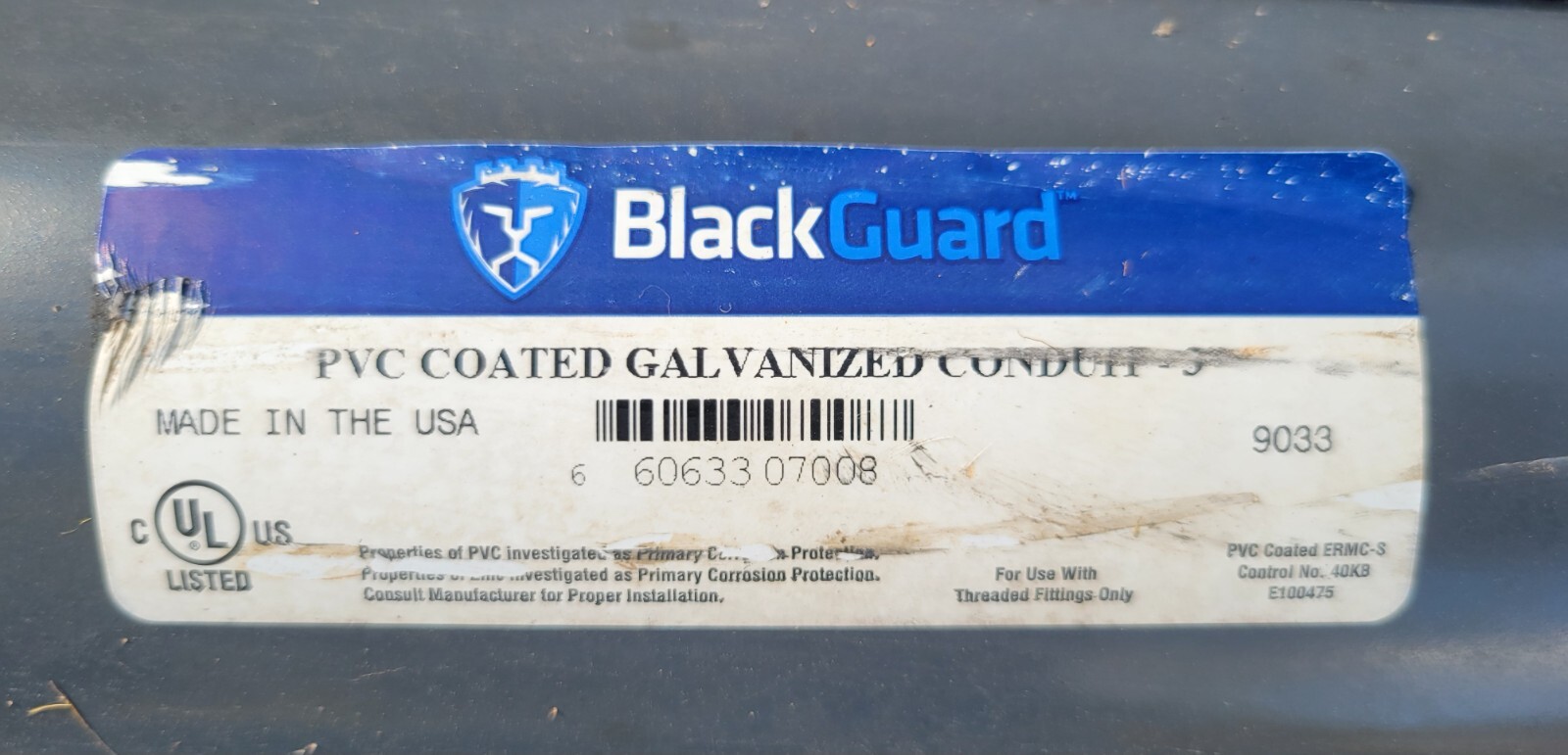 3" PVC Coated Rigid Galvanized Conduit, BlackGuard, 3in x 10ft, PVC-GRC ...