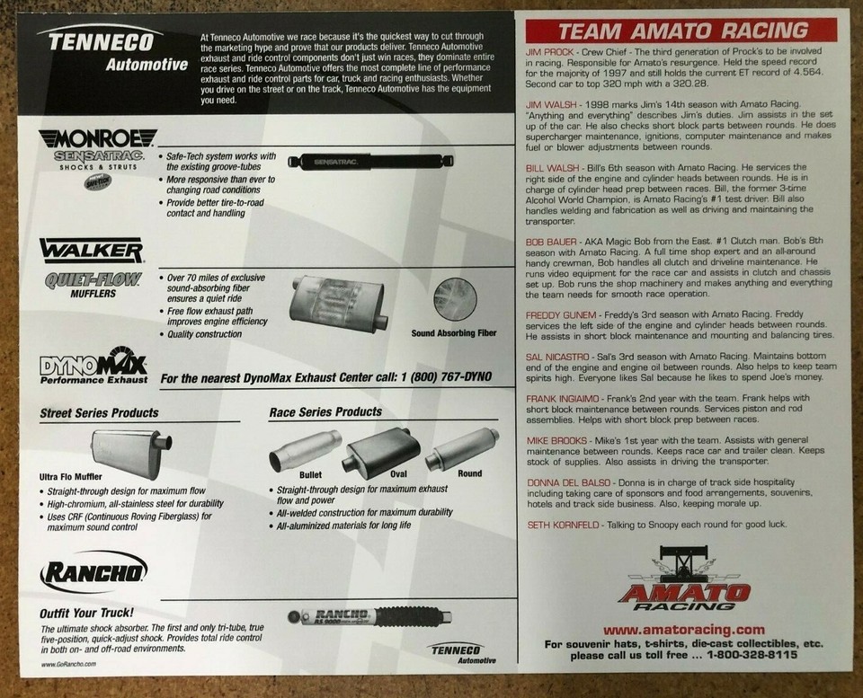 Joe Amato Signed 8x10 Photo - NHRA Top Fuel Auto 5x World Champion | eBay