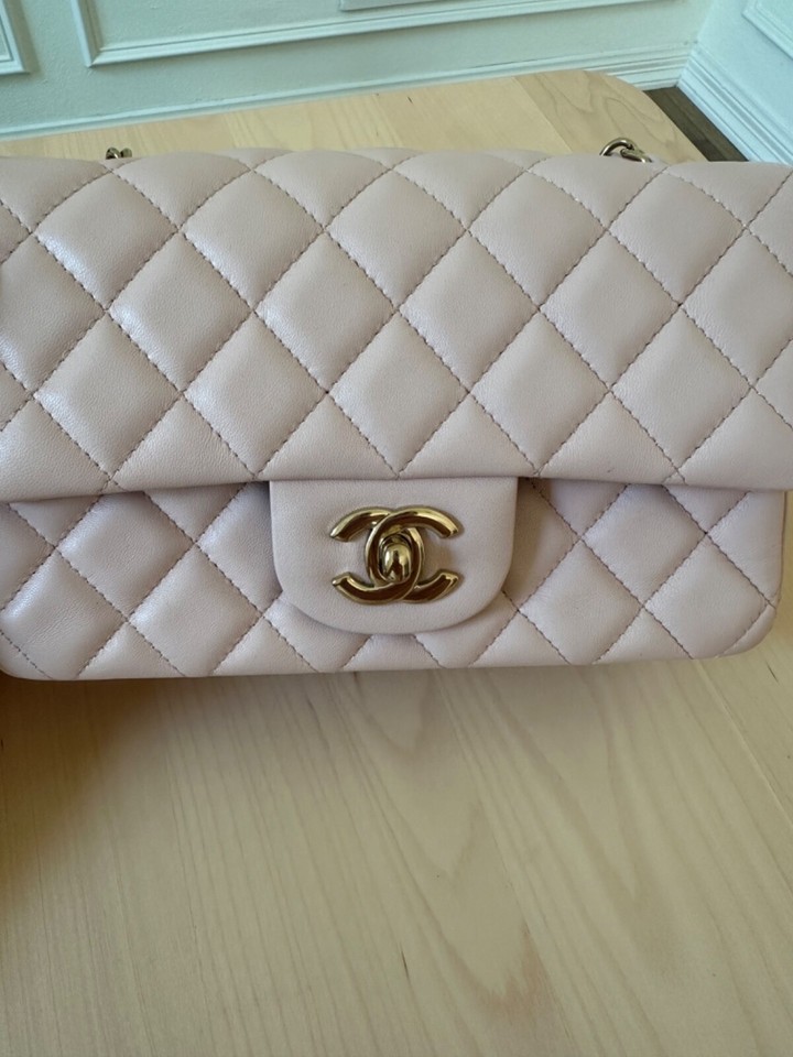 New 24S Chanel Light Pink Classic Mini Flap Bag Handbag 2024 Rare Gold ...
