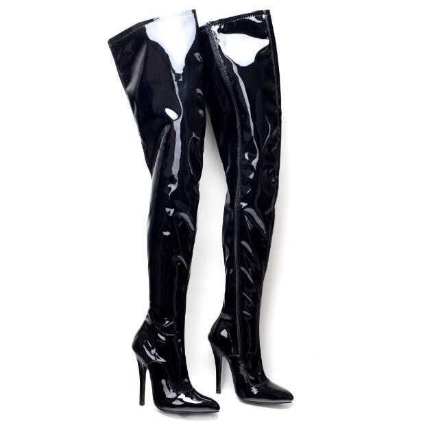 Womens Fashion Sexy Pointy Toe Patent leather Over Knee Boots Party ...