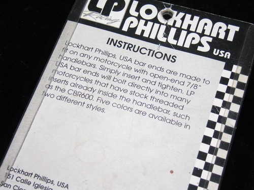 LP RACING LOCKHART PHILLIPS BLUE ANODIZED BAR ENDS STANDARD 7/8" NEW ...