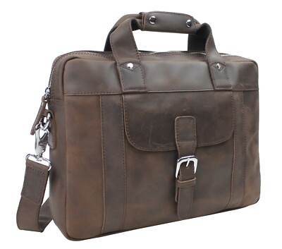 Classic Medium Full Grain Leather Messenger Laptop Bag LM21 | eBay