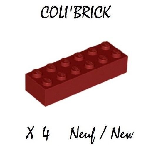 LEGO 2456 - 4x Bricks / Brick 2x6 - Dark Red / Dark Red - 44237 New | eBay