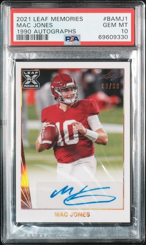 2021 Leaf Memories College Football Mac Jones Auto /99 #BA-MJ1 Patriots ...