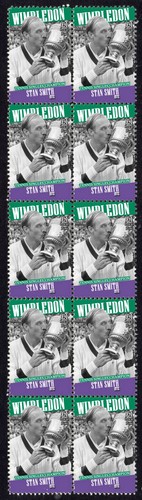 STAN SMITH 1972 MENS WIMBLEDON TENNIS CHAMPION STRIP OF 10 MINT STAMPS ...
