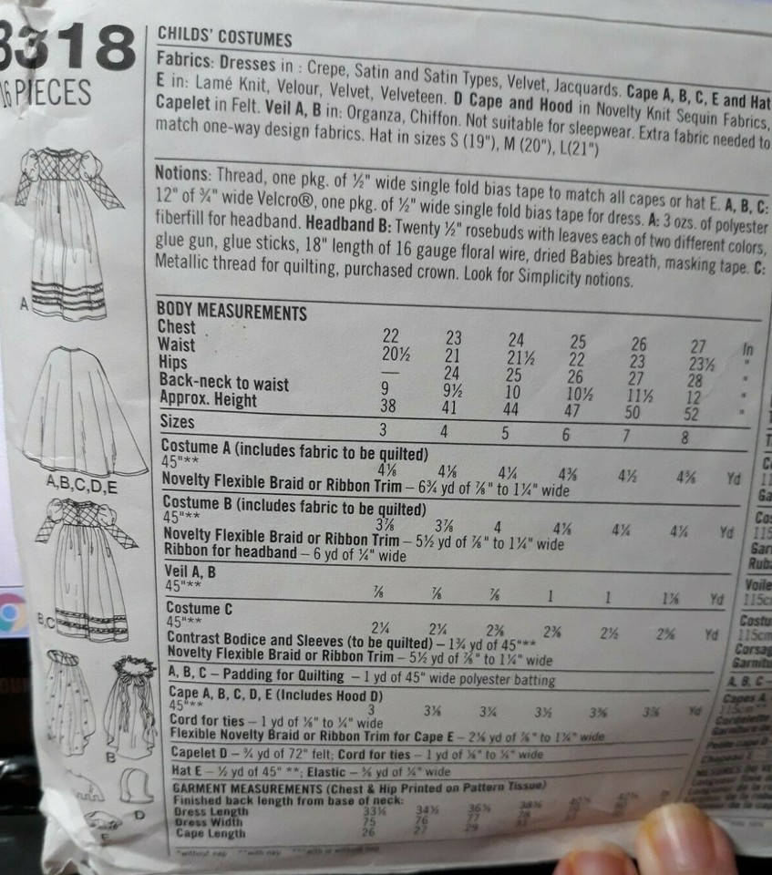 Simplicity 8318 Boy Girls Renaissance Princess Knight Prince Medieval 3 ...