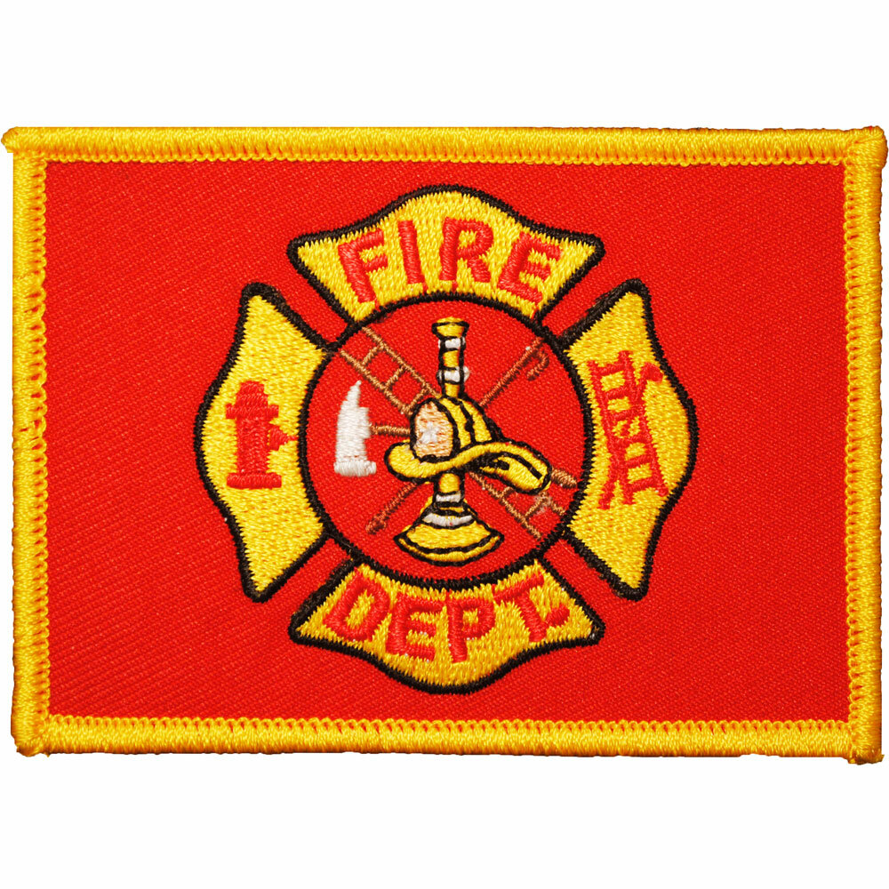 FIRE DEPT FLAG (RED/GOLD) Embroidered Patch 2-1/2"X3-1/2" (3838) | eBay