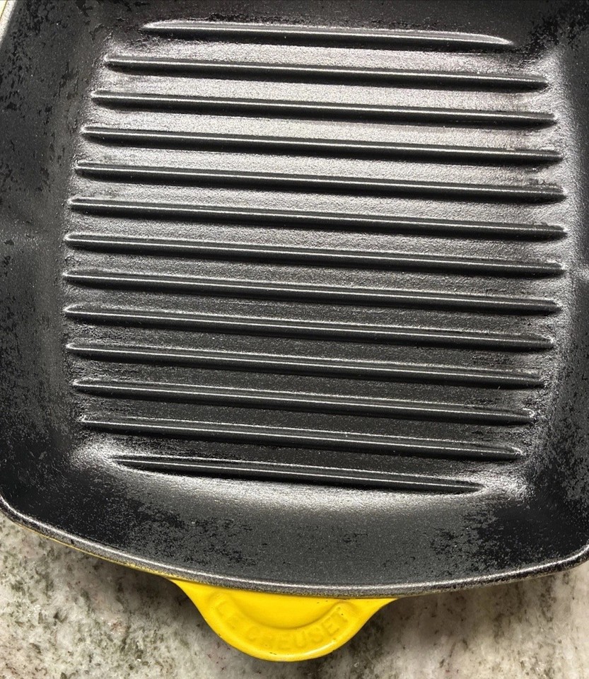 Le Creuset #26 Square GRILL Pan/Skillet Yellow Cast Iron 10” L45 | eBay