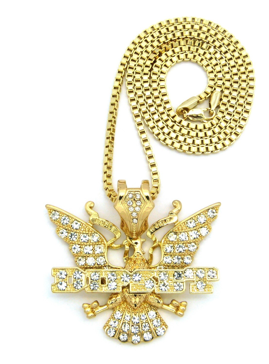 Stone Filled Two Tone Dipset Bird Pendant 30" Various Chain Necklace ...