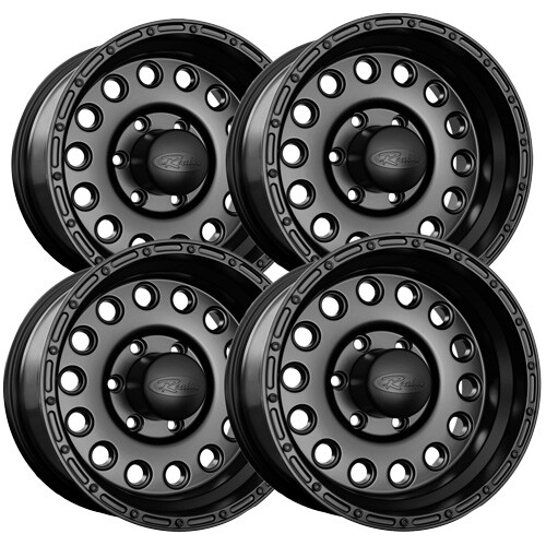 (4) Raceline 887B Rock Crusher 17x9 5x5.5" +0mm Matte Black Wheels Rims ...