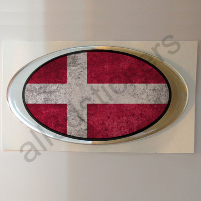 Sticker Denmark Oval Flag Vintage Grunge 3D Resin Domed Stickers ...