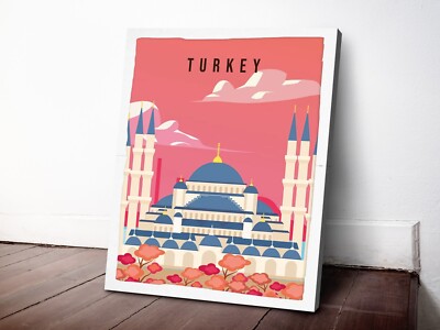 Turkey Illustration 40x50cm Stretched Travel Canvas Wall Art Print | eBay