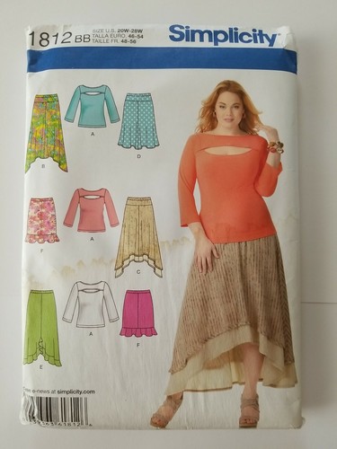 Simplicity Sewing Pattern 1812 Misses Skirt Top Sz 20W-28W (D) Uncut | eBay