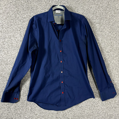 Twillory Men's Size 16 Blue Trim Fit Performance Fabric Long Sleeve ...