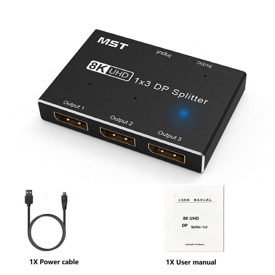 8K 1X3 DP Splitter 8K60Hz MST SST Hub Multi Monitor Splitter For iOS ...