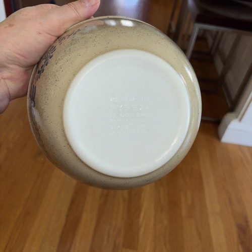 Vintage PYREX Homestead 1.5 Quart #402 MIXING BOWL Blue Speckled Beige ...