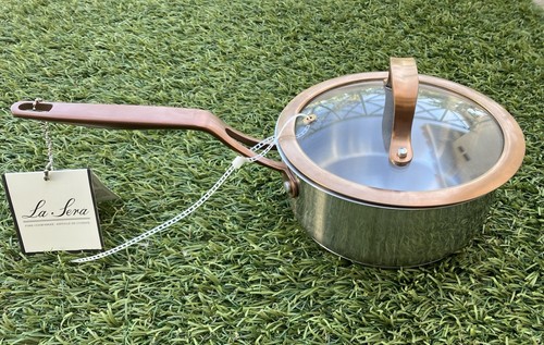LA Sera Fine Stainless Steel Cookware Saucepan 1.5qt w/ Lid New Copper ...