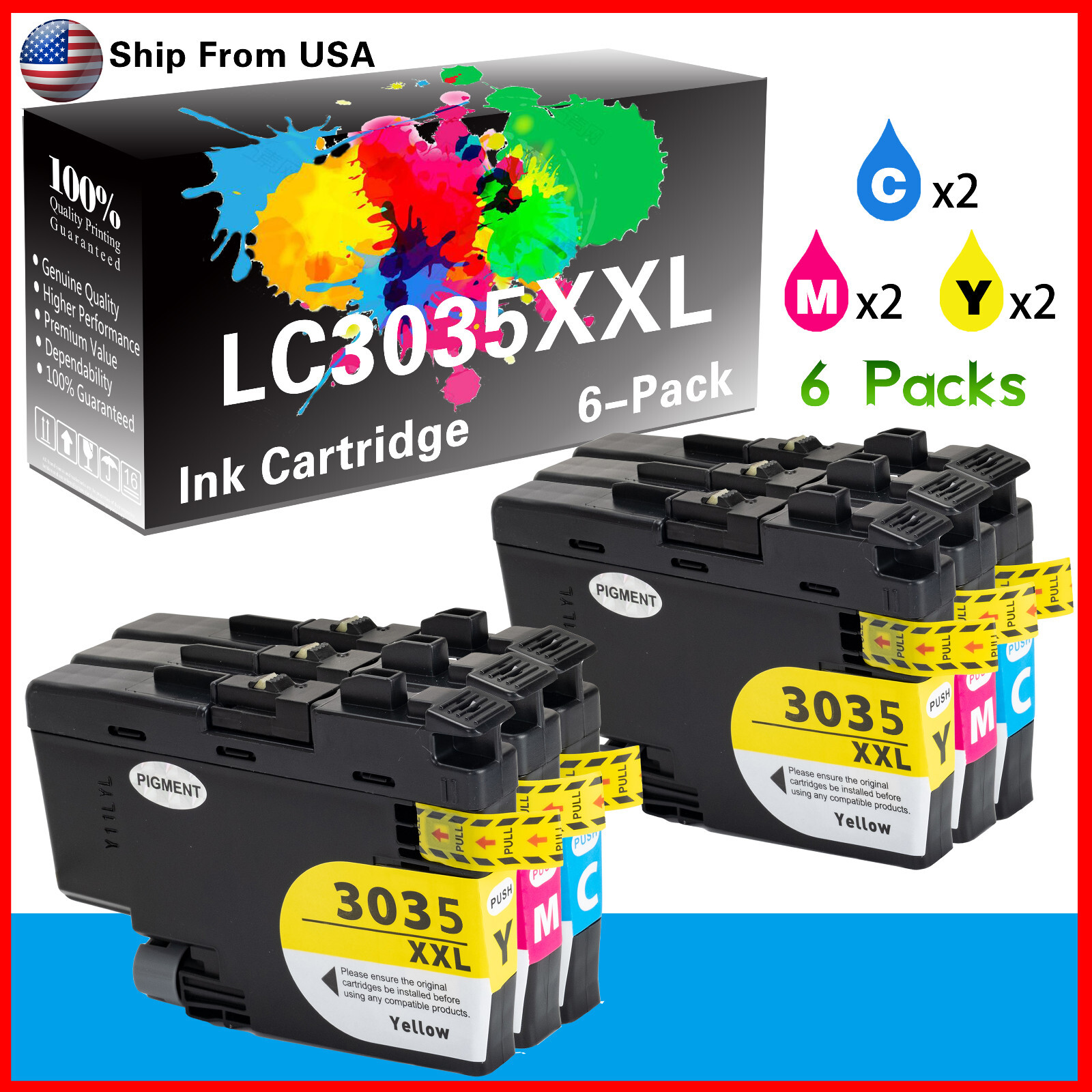 6P LC3035XXL LC3035 Toner Cartridge for MFC-J805DW MFC-J805DWXL Printer ...