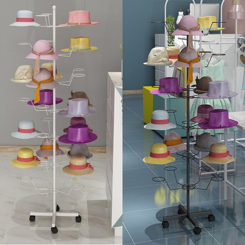 7 Tier Hat Cap Display Stand Retail Rotating Adjustable Hanger Rack ...