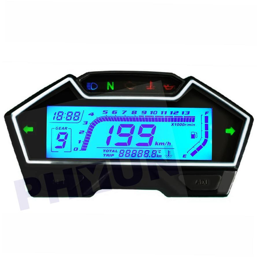 Motorcycle Speedometer Odo RPM Speed Fuel Gauge Kph Mph Water Temp Oil ...